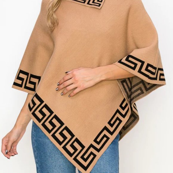 Accessories | Abstract Pattern Accent Foldover Collar Poncho | Poshmark